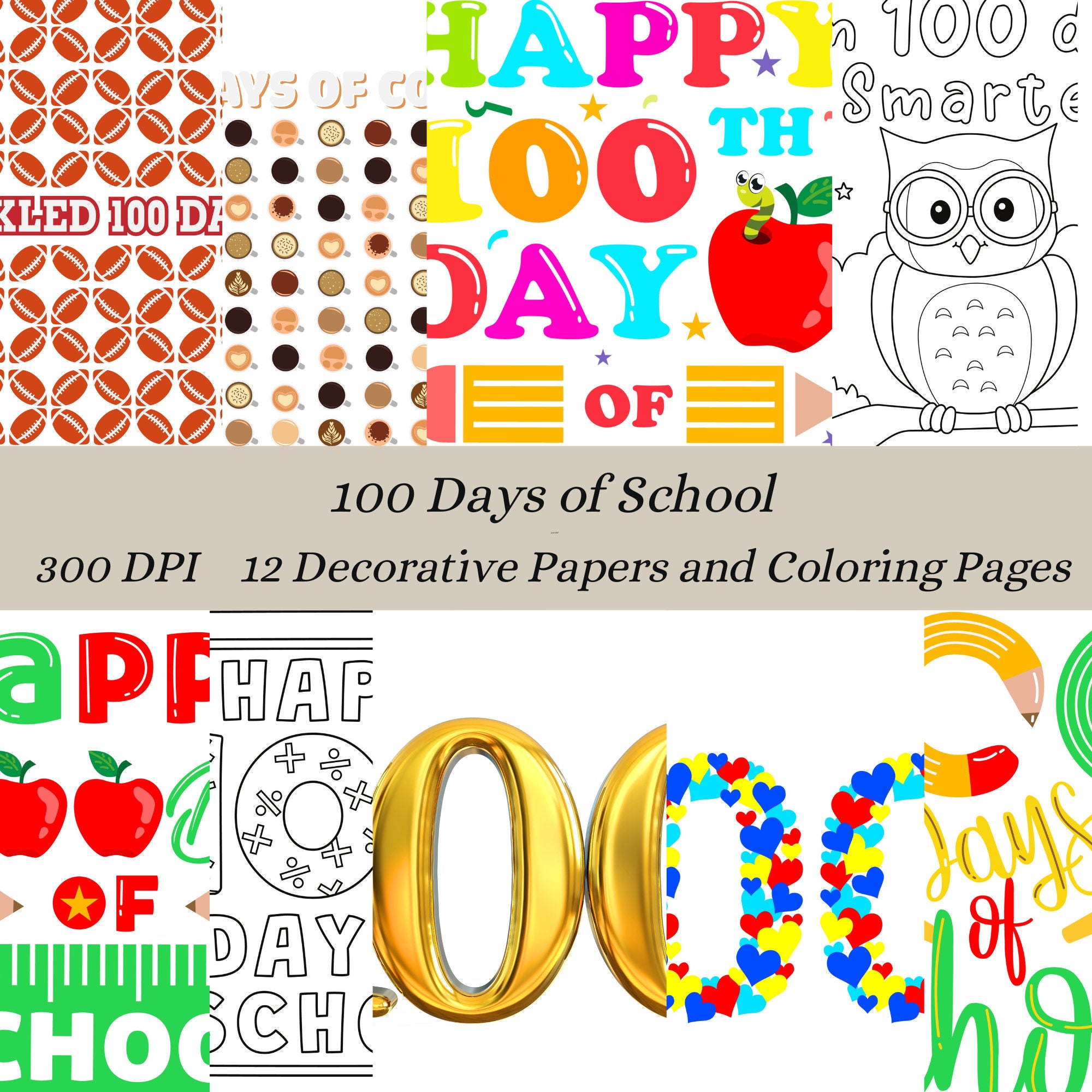 Celebrate 100 Days of School Completed With 12 Jpgs 300 DPI Instant ...