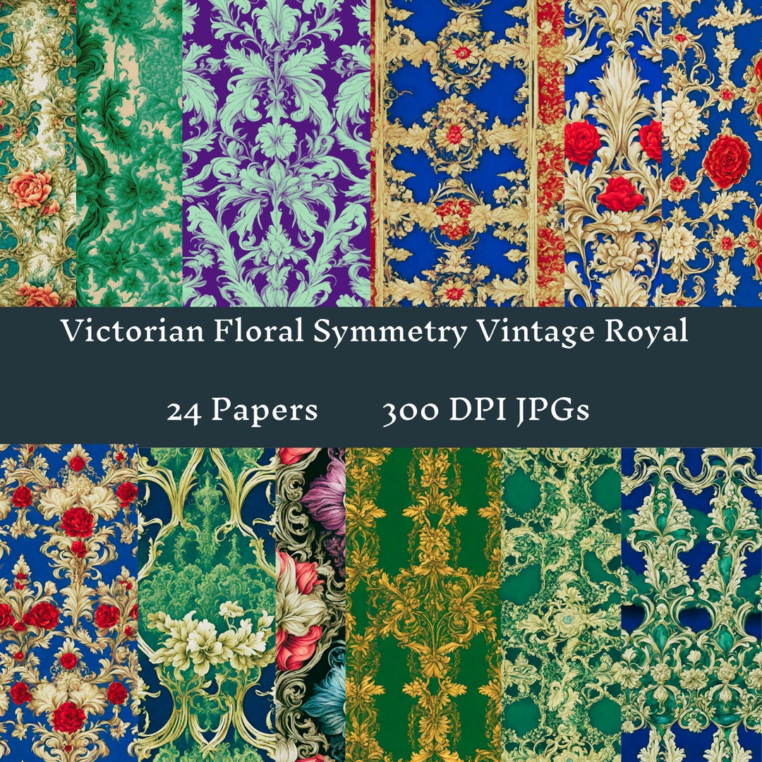 Victorian Floral Symmetry Vintage Papers 24 Seamless Papers Surface ...