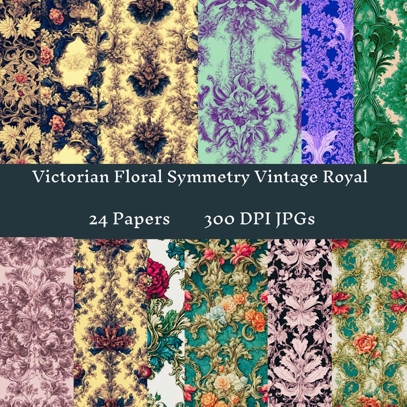 Victorian Floral Symmetry Vintage Papers 24 Seamless Papers Surface ...