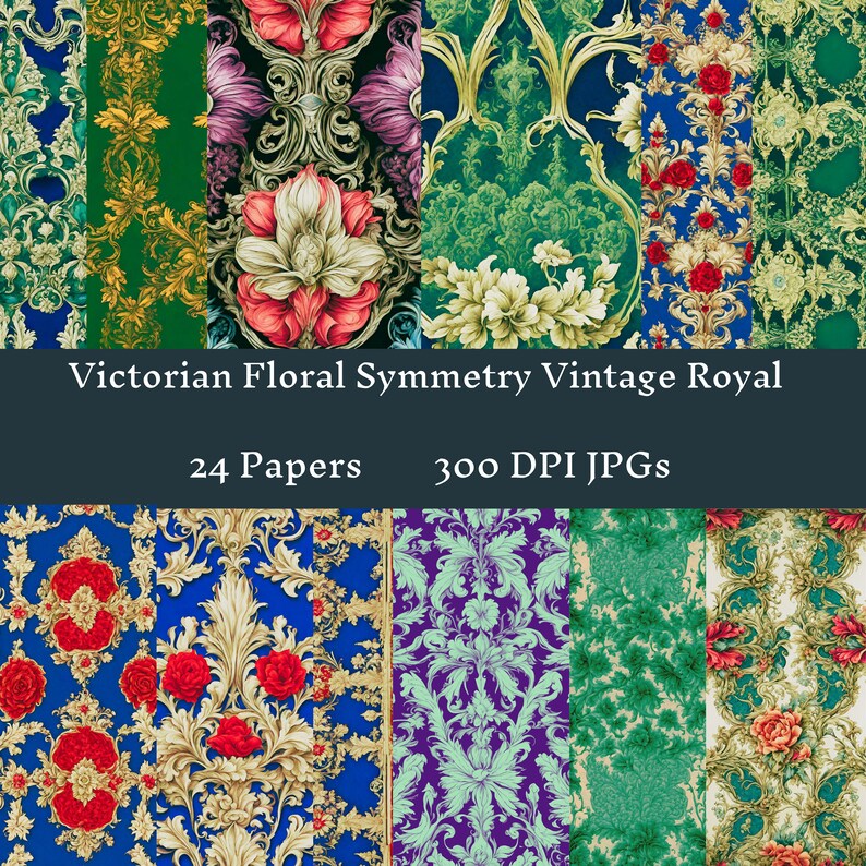 Victorian Floral Symmetry Vintage Papers 24 Seamless Papers Surface ...