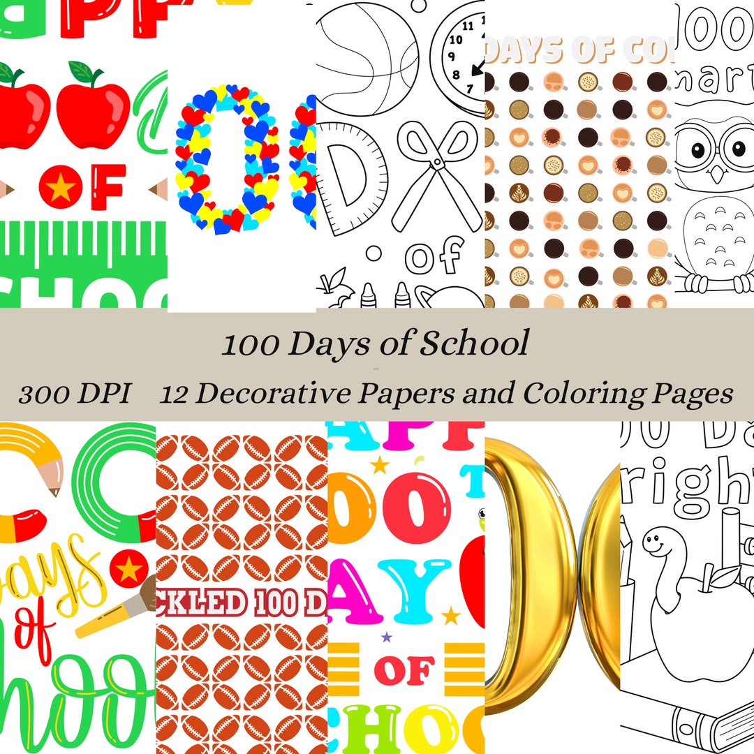 Celebrate 100 Days of School Completed With 12 Jpgs 300 DPI Instant ...