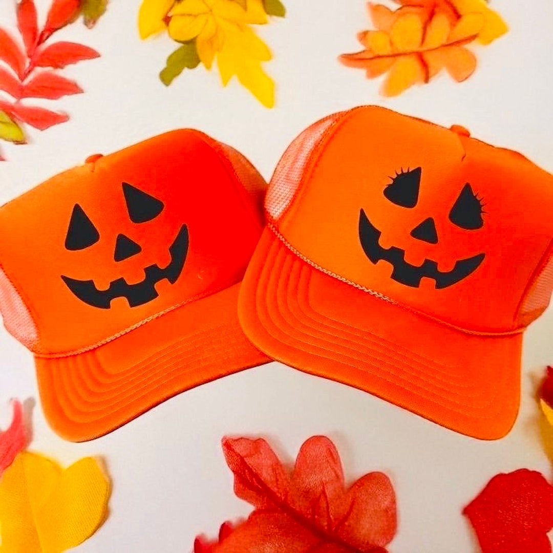 Jack-o-lantern Pumpkin Face Halloween Trucker Hat - Etsy