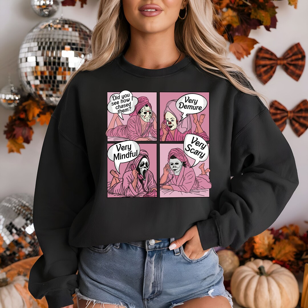 Horror Boys Very Demure Very Mindful Very Scary Halloween Pullover ...
