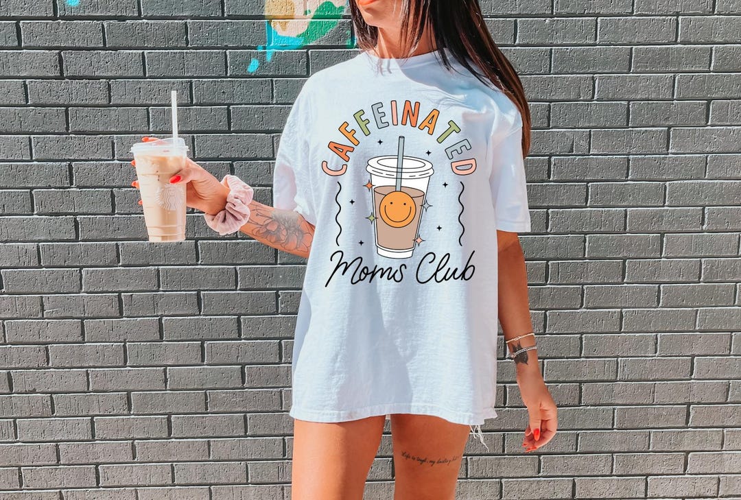 Caffeinated Moms Club Iced Coffee Smiley Tee - Etsy