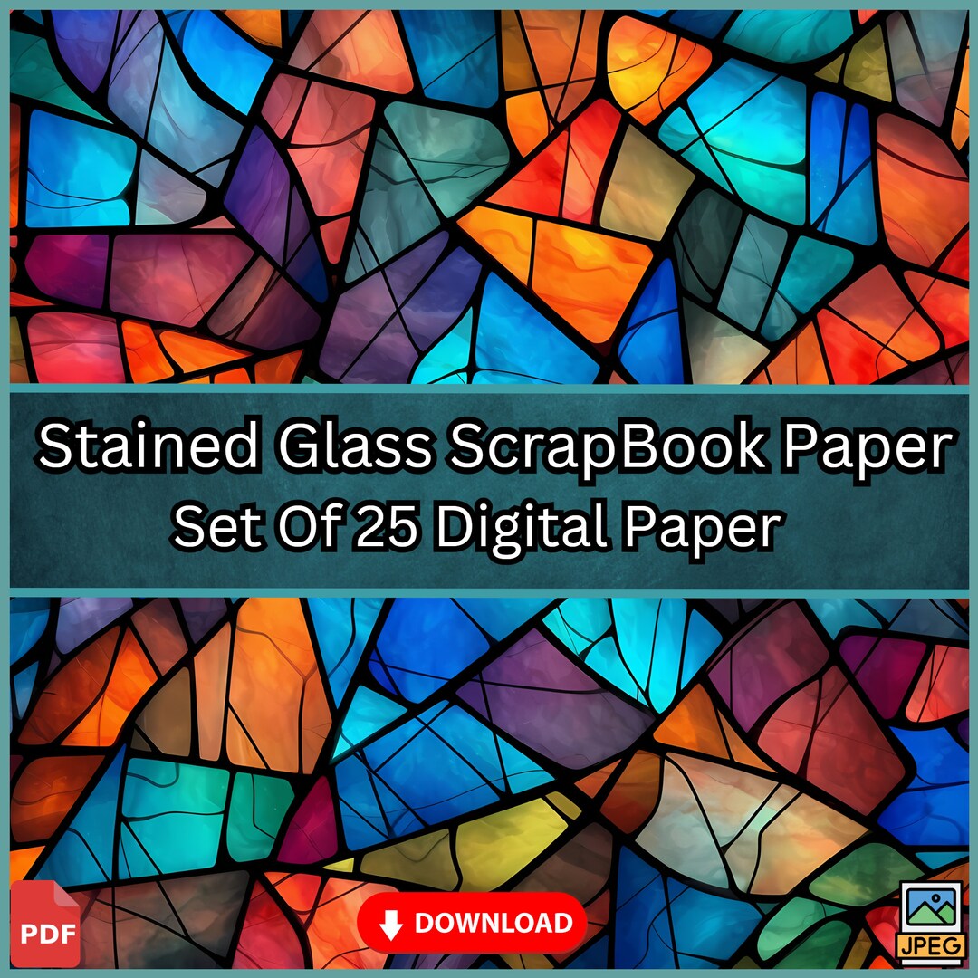 Stained Glass Scrapbook 25 Unique Decorative Paper for Junk Journals ...