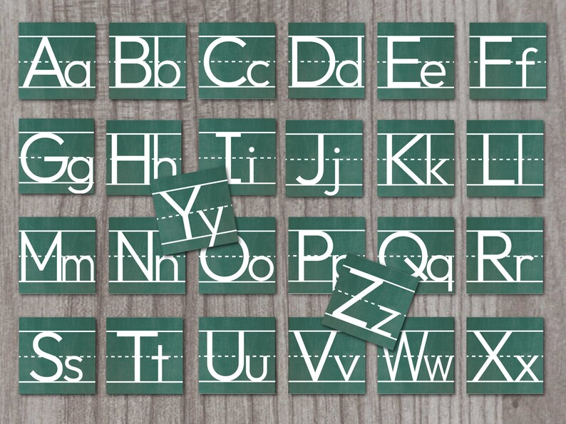 Handwriting Alphabet Chalkboard Printable Posters | Farmhouse Classroom ...
