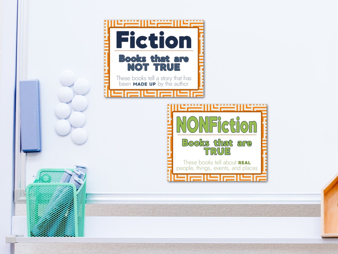 Fiction and Nonfiction Definition Posters for School Library or ...
