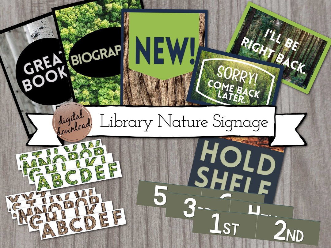 Nature Theme Printable Bundle for School or Classroom Library | Library ...