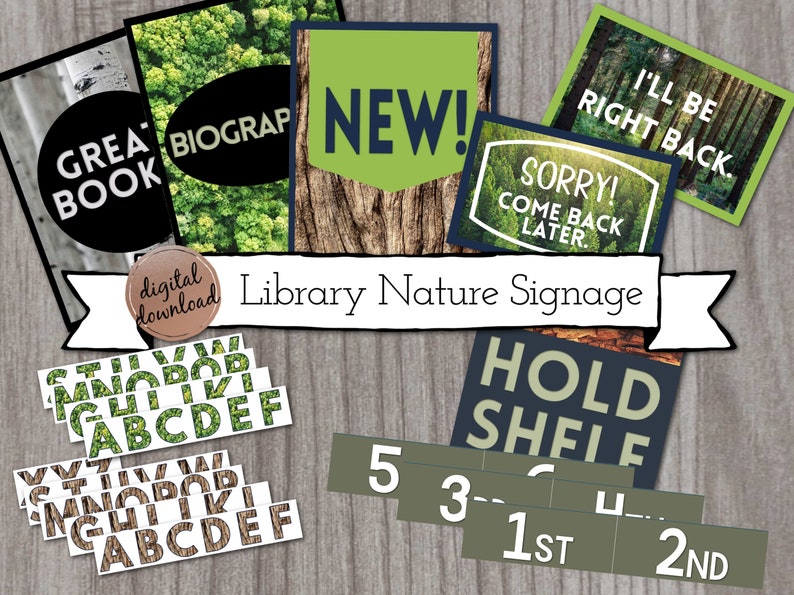 Nature Theme Printable Bundle for School or Classroom Library | Library ...