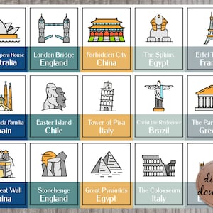 World Landmarks Printable Posters | Classroom Decor | Geography Posters ...