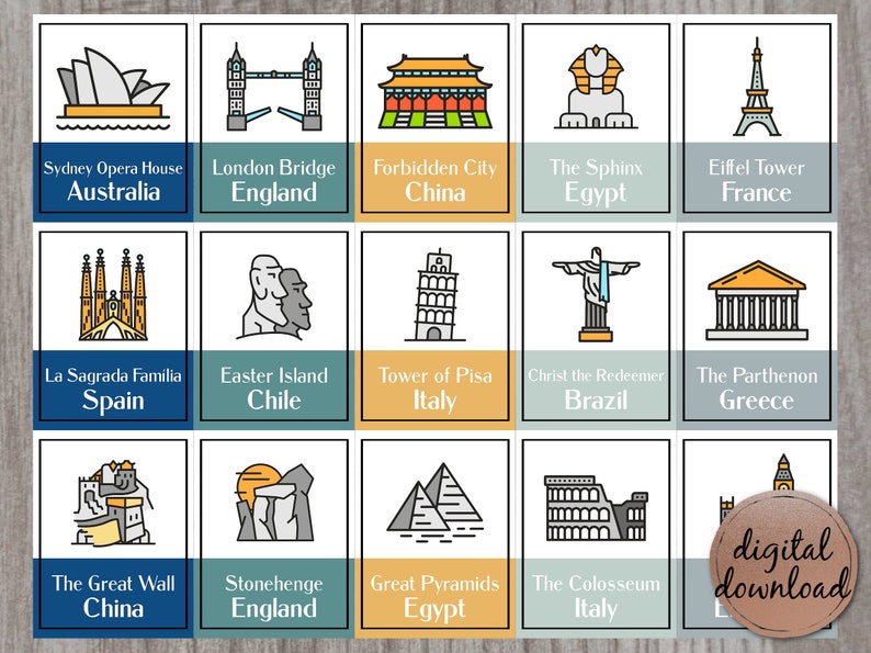 World Landmarks Printable Posters | Classroom Decor | Geography Posters ...