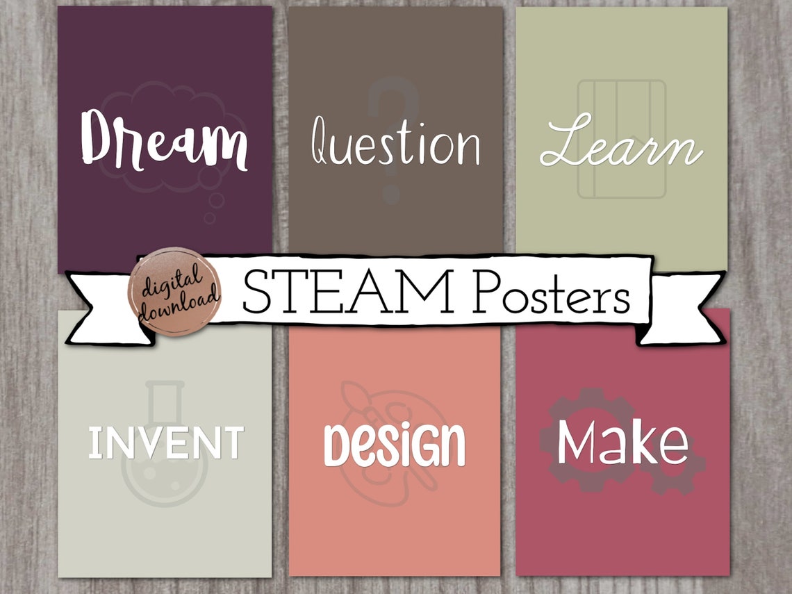 STEAM Printable Posters | Set of 6 | Classroom Wall Art | Library Decor ...