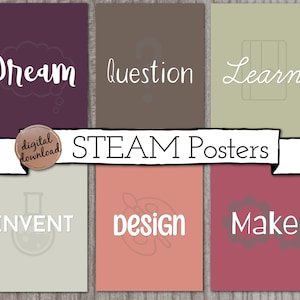 STEAM Printable Posters | Set of 6 | Classroom Wall Art | Library Decor ...
