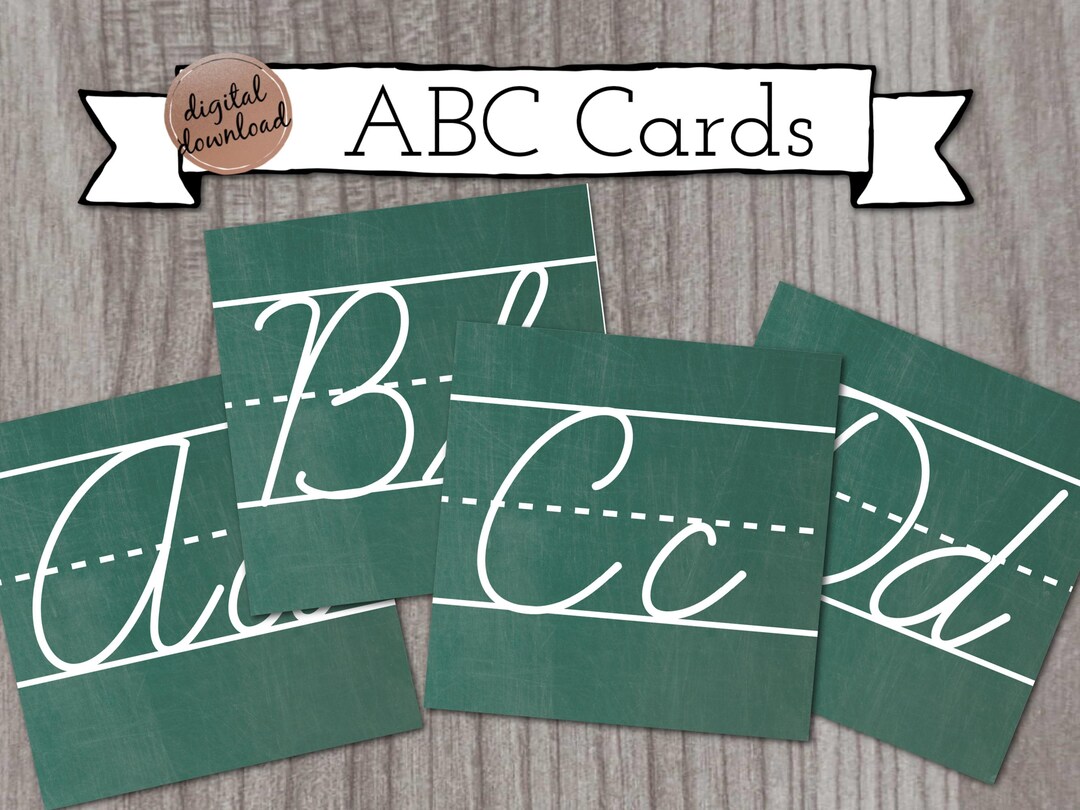 Cursive Handwriting Alphabet Chalkboard Printable Posters | Farmhouse ...