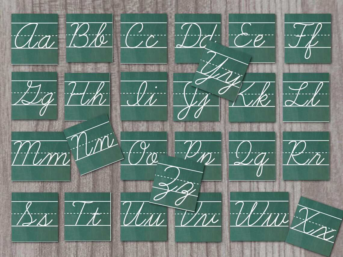 Cursive Handwriting Alphabet Chalkboard Printable Posters | Farmhouse ...