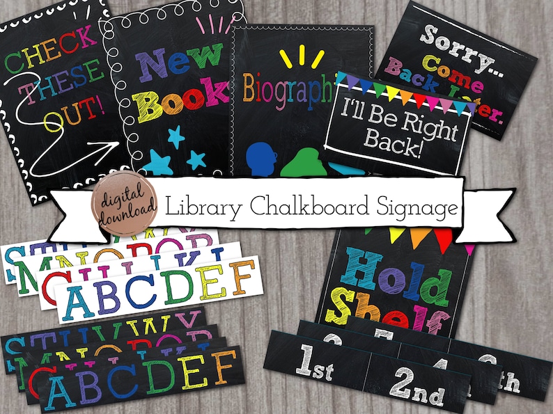 Chalkboard Sign Bundle for School or Classroom Library | Library ...