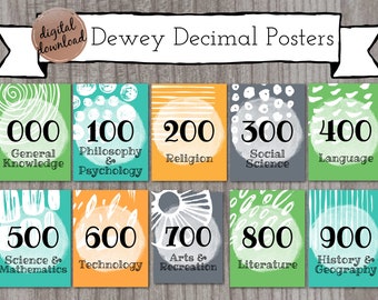 Dewey Decimal Posters for Library 10 Printable Posters With Call ...
