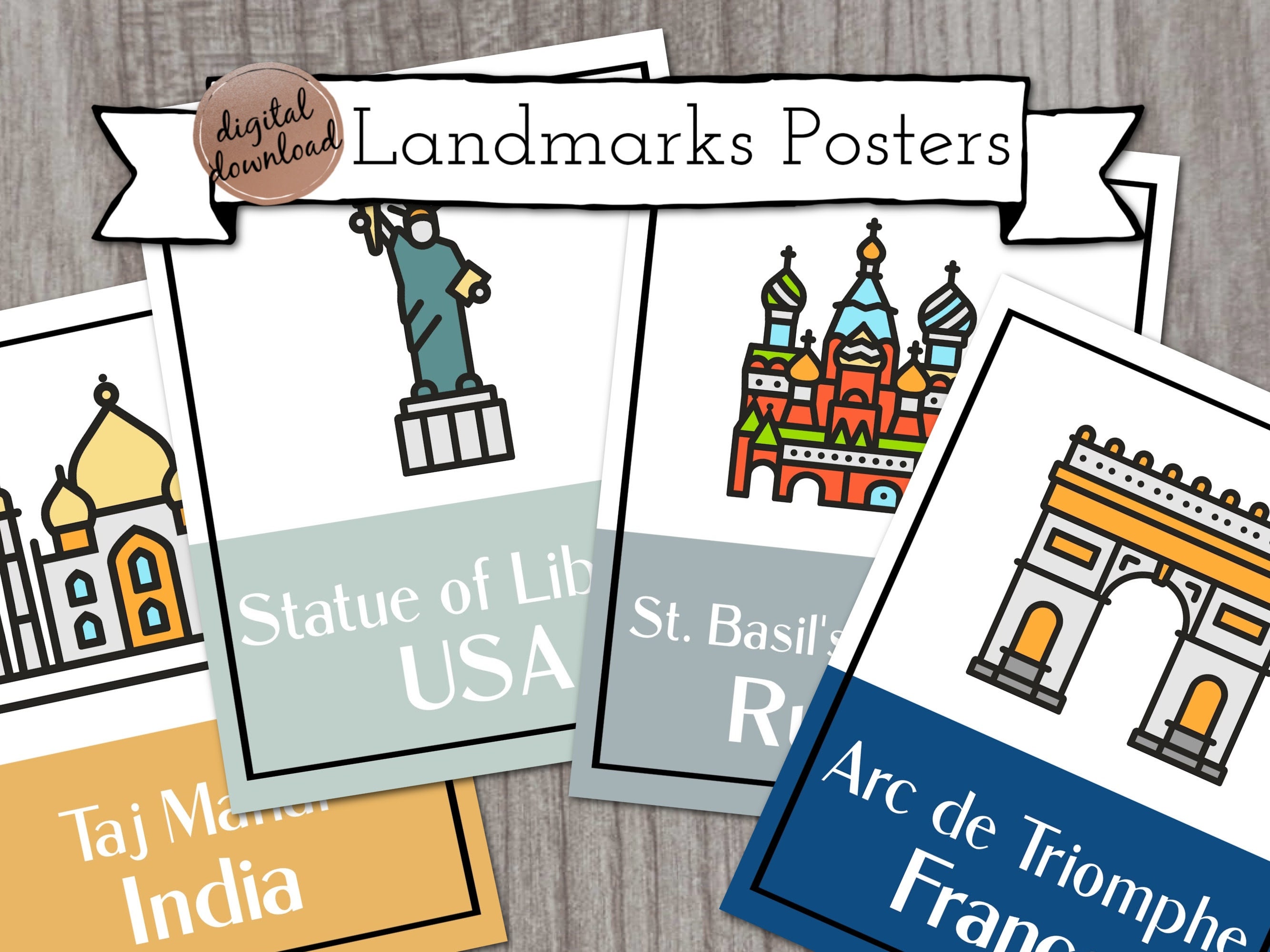 World Landmarks Printable Posters | Classroom Decor | Geography Posters ...