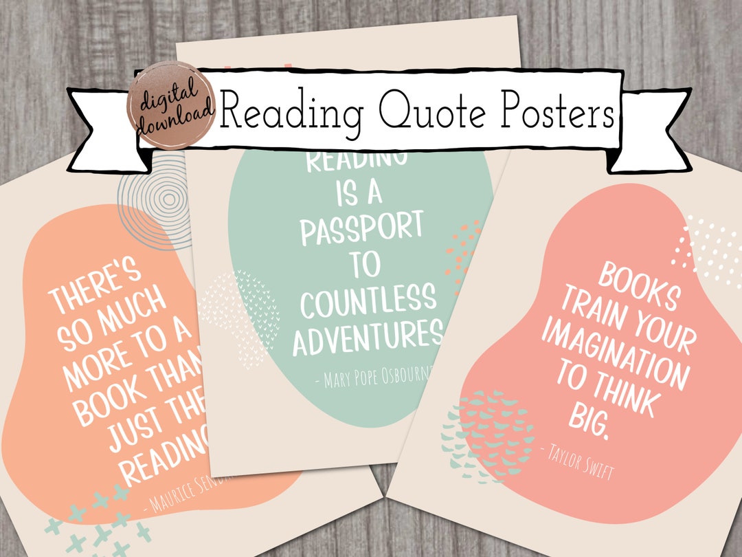 Reading Quote Printable Library Posters Bundle | Library Wall Art ...