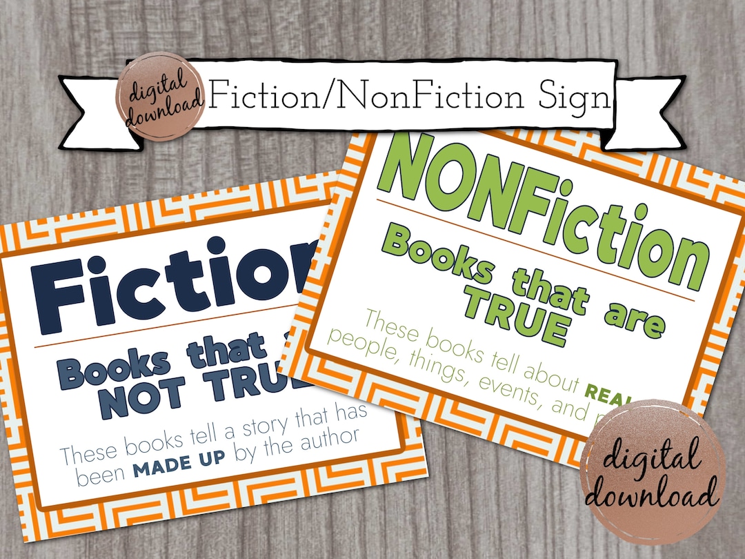 Fiction and Nonfiction Definition Posters for School Library or ...