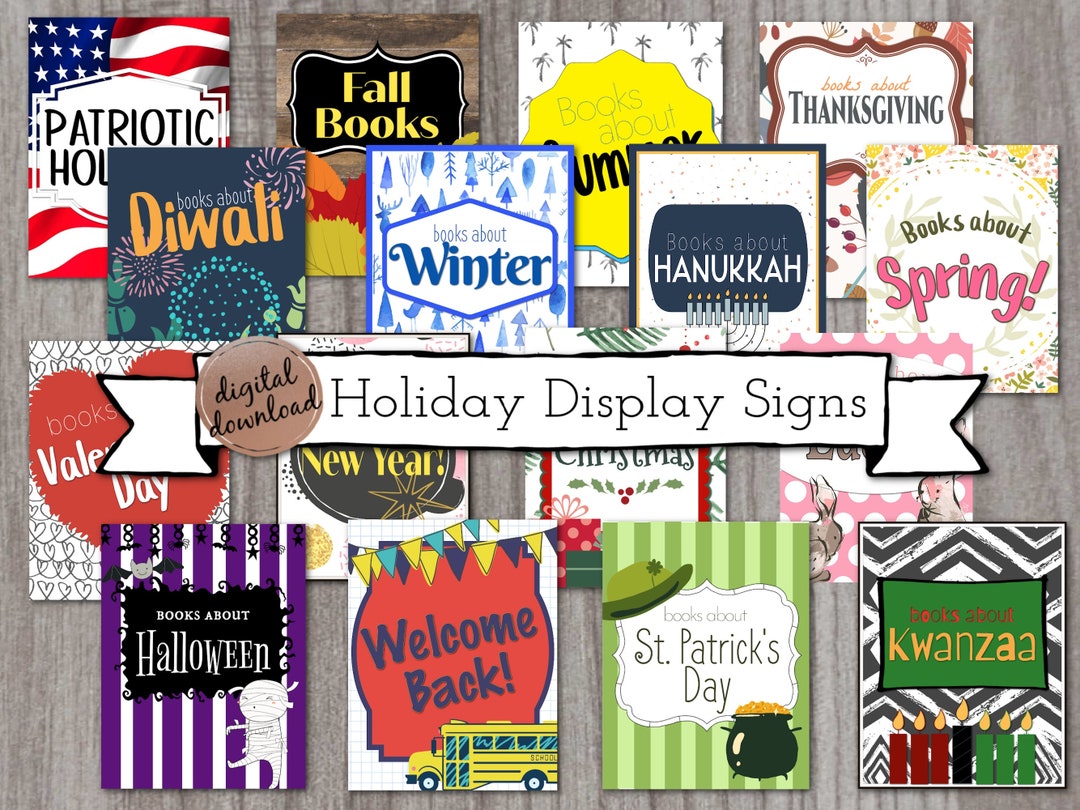 Printable Holiday Sign Bundle for School Library or Classroom | Library ...
