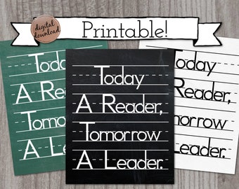 Reading Poster, Today a Reader Tomorrow a Leader, School Library ...