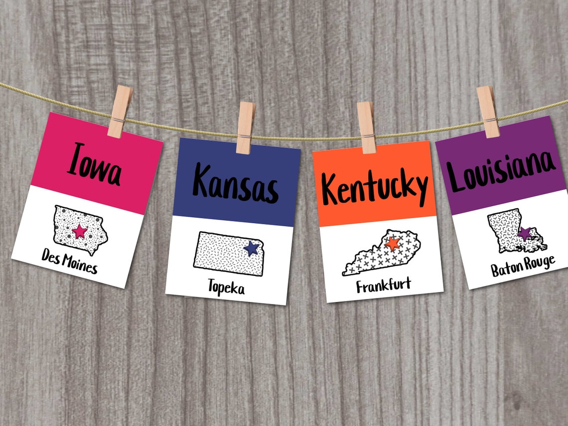 U.S. States and Capitals Posters Classroom Decor Includes Full and Half ...