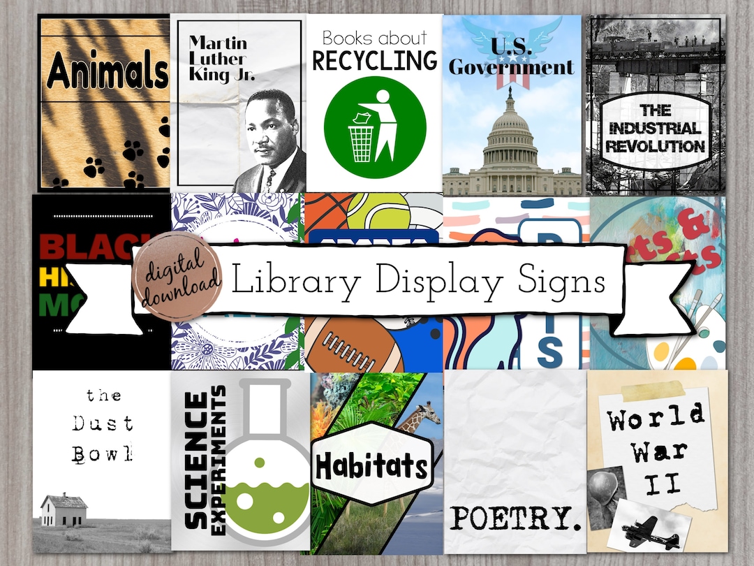 Library Display Sign Bundle for School Library or Classroom | Library ...
