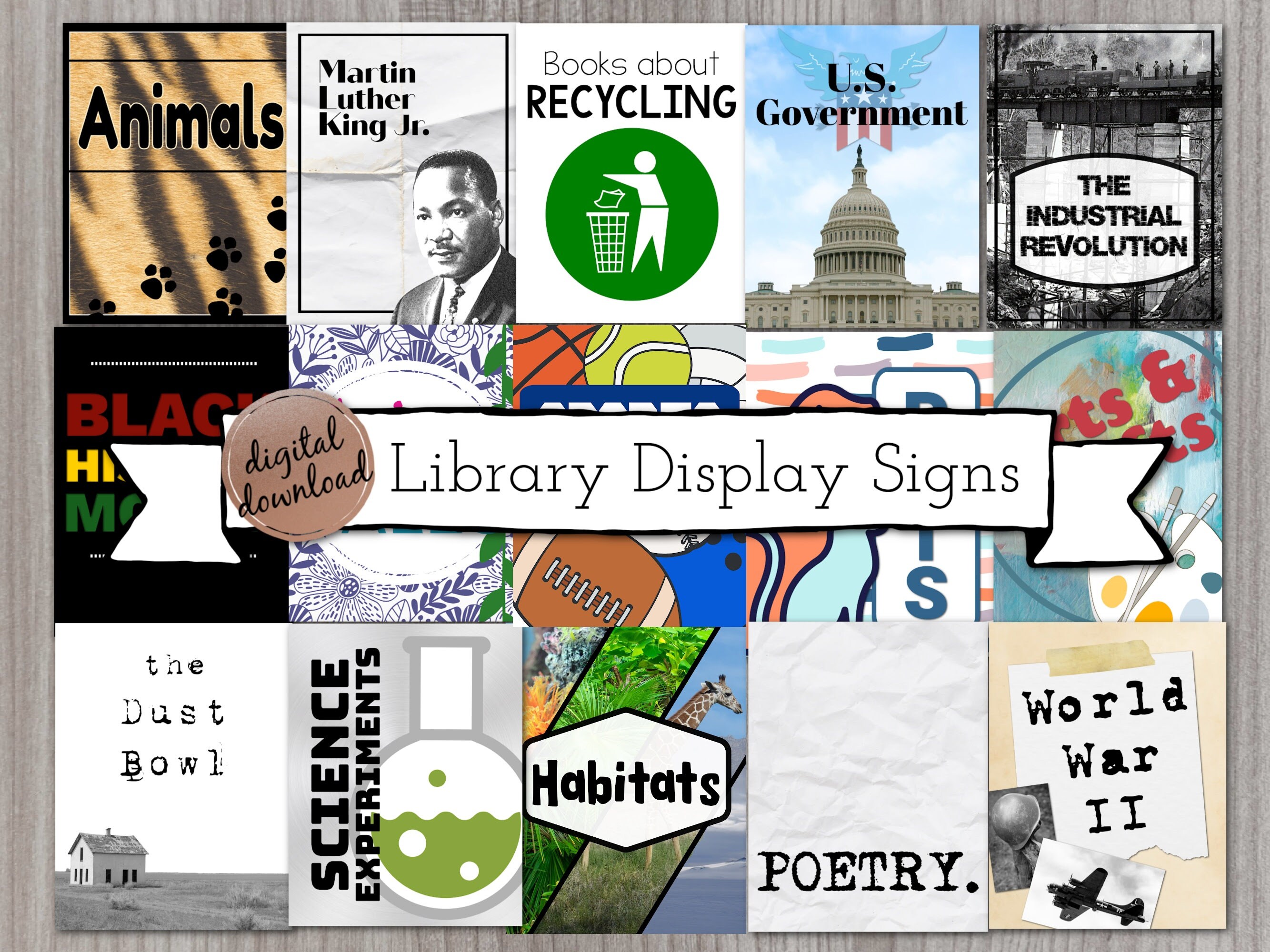 Library Display Sign Bundle for School Library or Classroom Library ...
