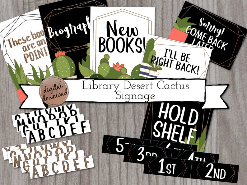 Desert Cactus Sign Bundle for School or Classroom Library | Library ...
