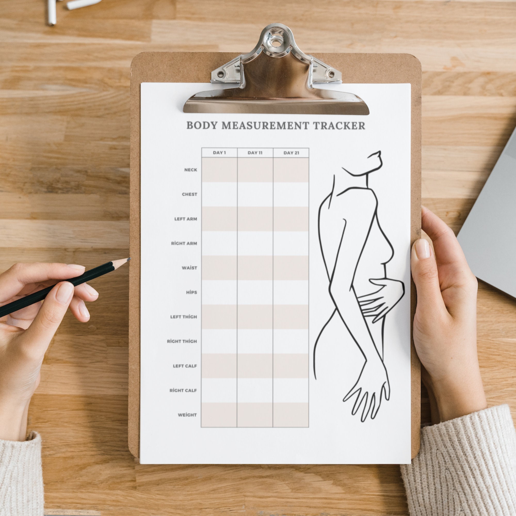 Printable Body Measurement Tracker, Body Size, Diet Planner, Weight ...