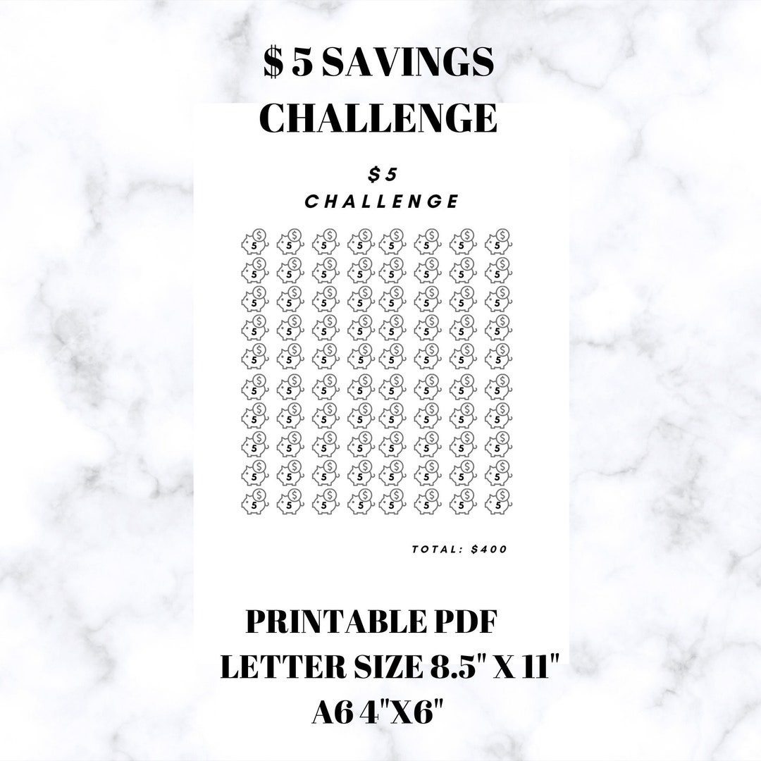 5 Dollar Savings Challenge Empower Your Finances Printable PDF - 80 ...
