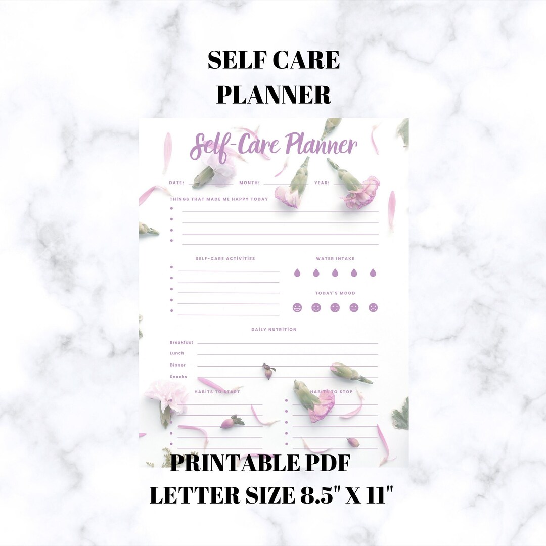 Printable Self Care Planner, Self Care Journal, Nutrition, Habit, and ...