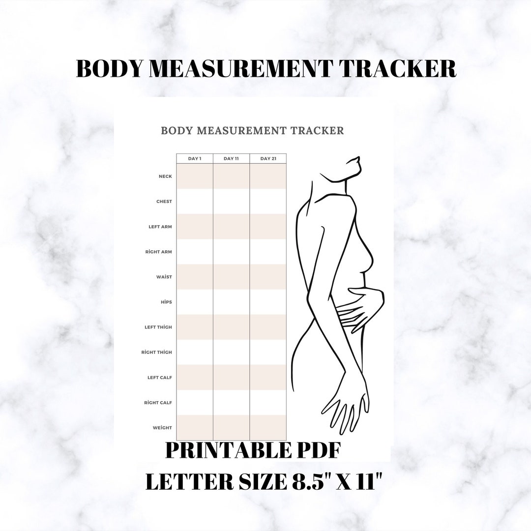 Printable Body Measurement Tracker Body Size Diet Planner - Etsy