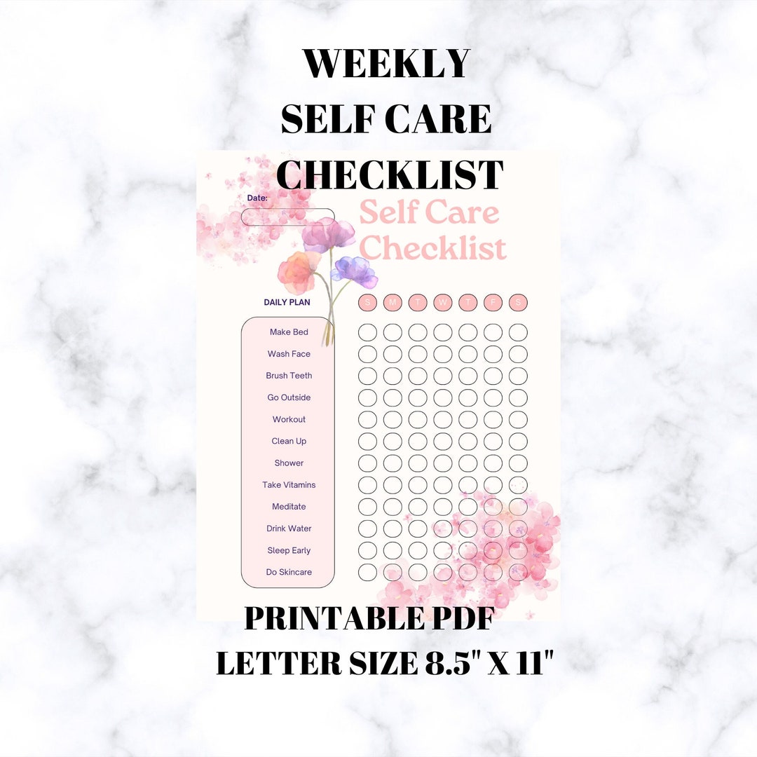 Weekly Self-care Checklist - Printable PDF - Nurture Your Well-being ...