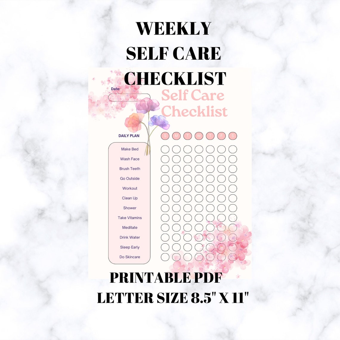 Weekly Self-care Checklist - Printable PDF - Nurture Your Well-being ...