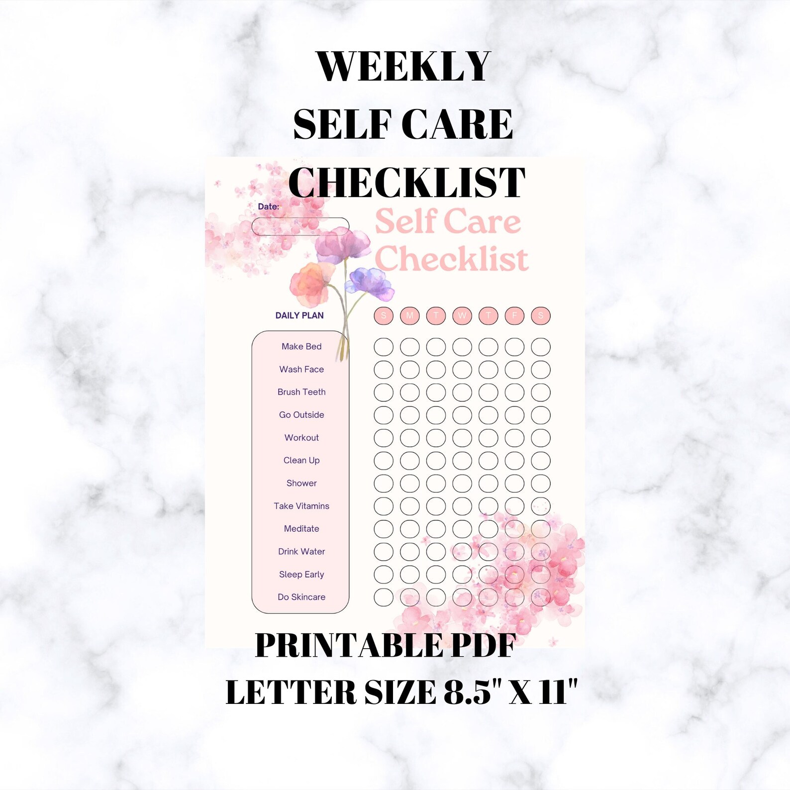 Weekly Self-care Checklist - Printable PDF - Nurture Your Well-being ...