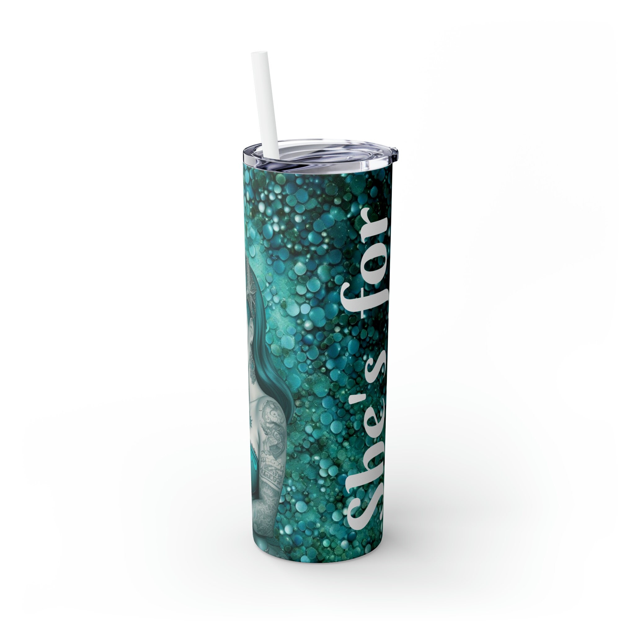 Mermaid Skinny Tumbler With Straw, 20oz, She's for the Sea - Etsy
