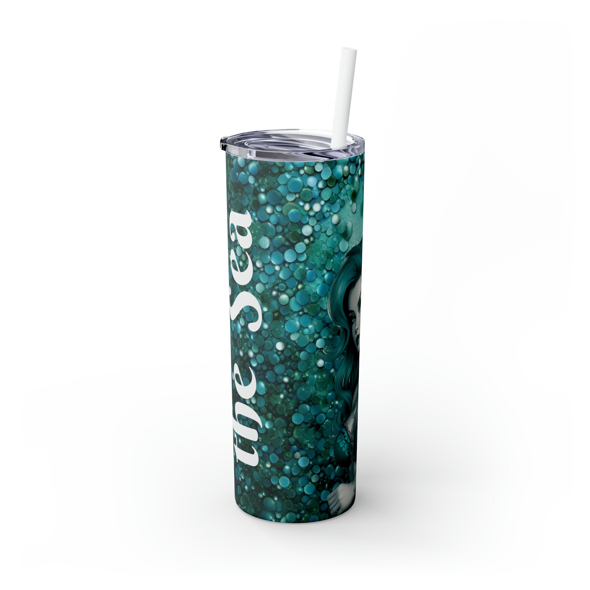 Mermaid Skinny Tumbler With Straw, 20oz, She's for the Sea - Etsy