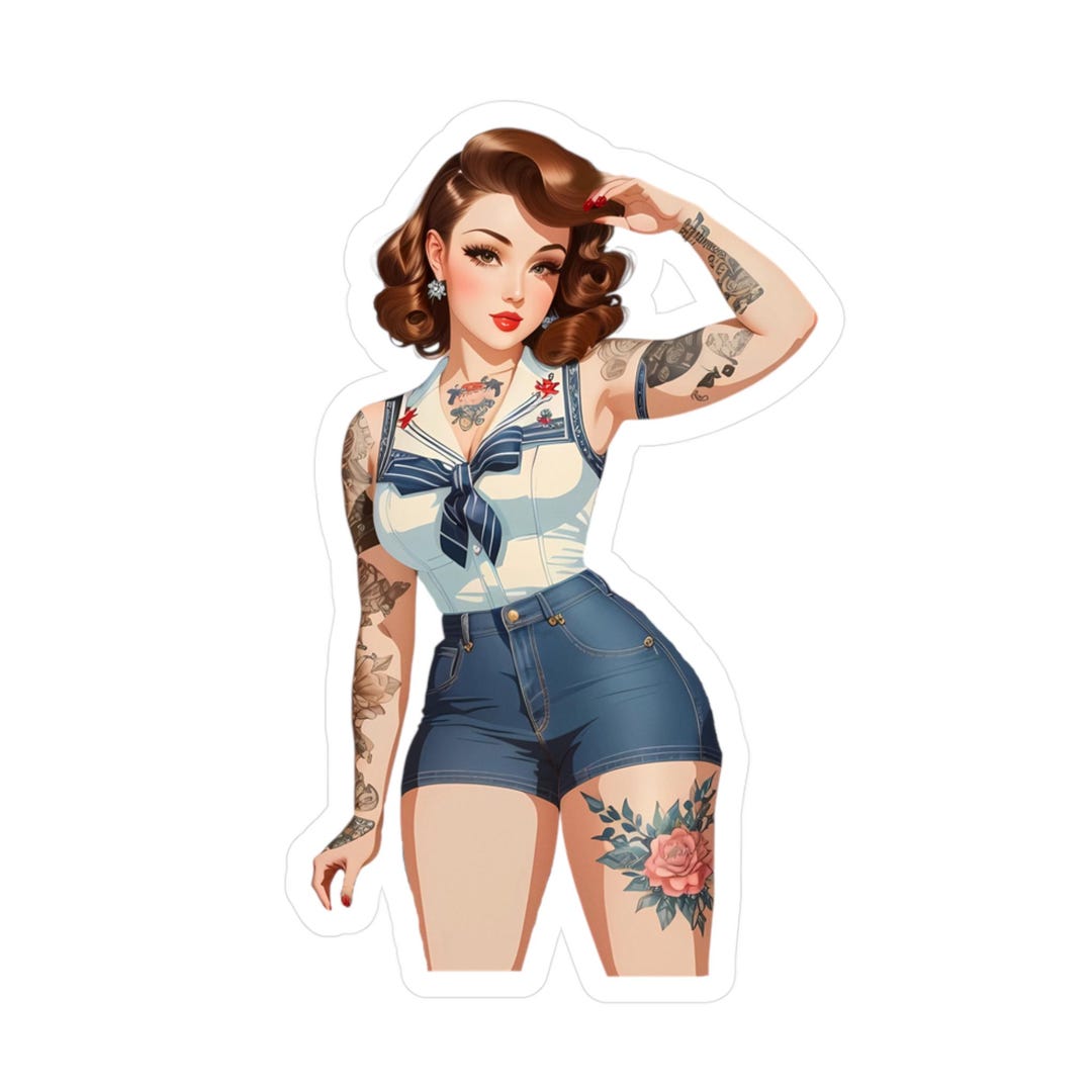 Vintage Style Tattooed Pinup Vinyl Decal, Mechanic Decal, Toolbox Decal ...