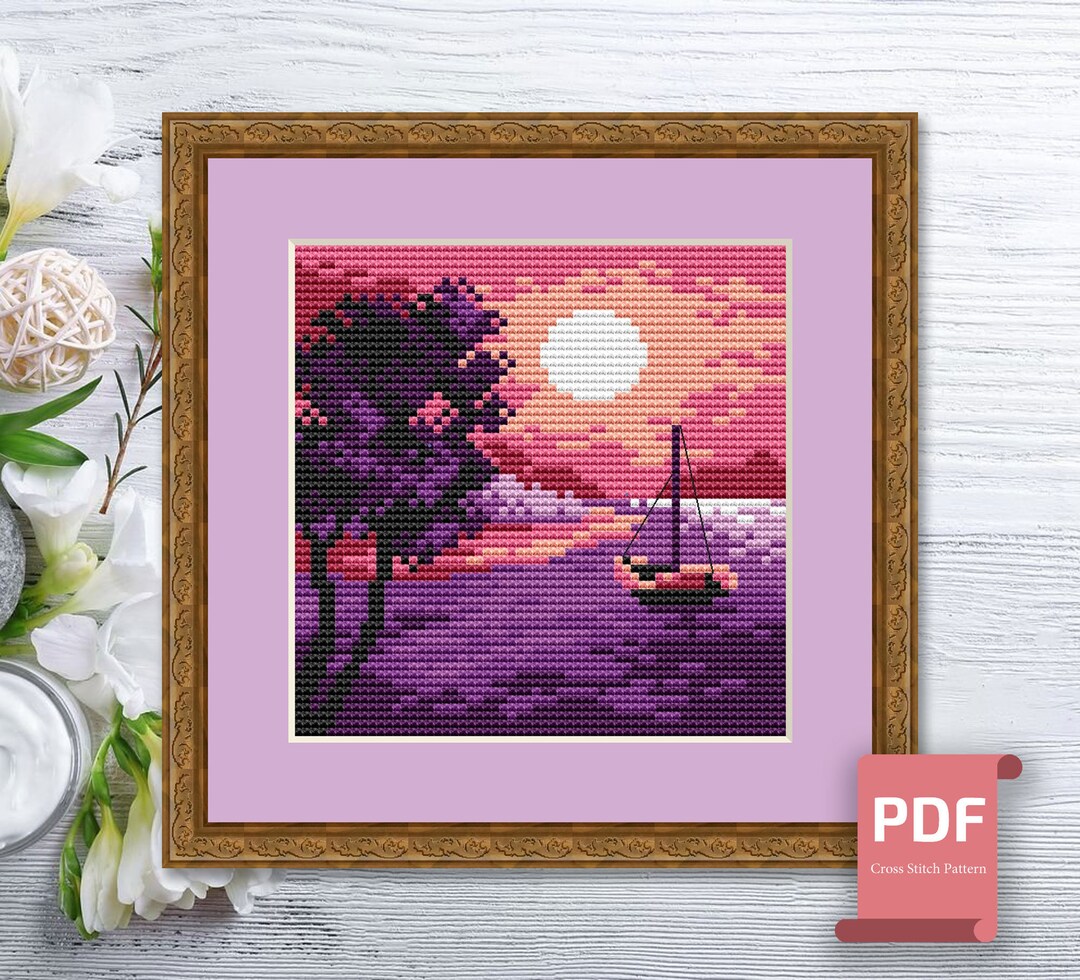 Summer Landscape Cross Stitch Pattern | Seasons Cross Stitch Pattern ...