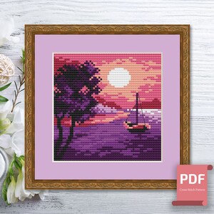 Summer Landscape Cross Stitch Pattern | Seasons Cross Stitch Pattern ...
