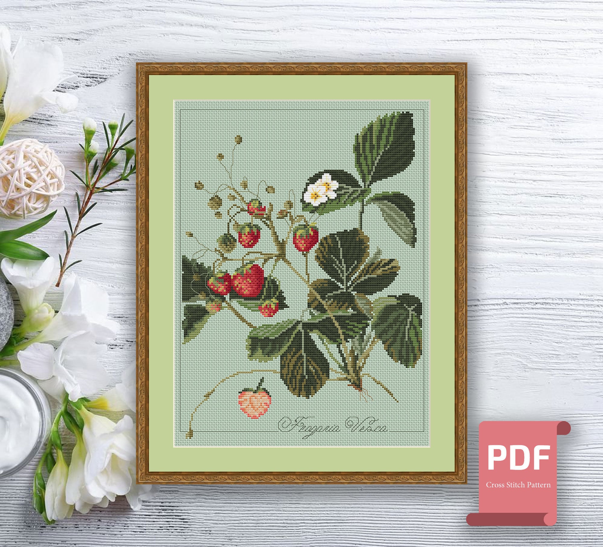 Strawberry Cross Stitch Pattern Fruit Cross Stitch Pattern Kitchen ...