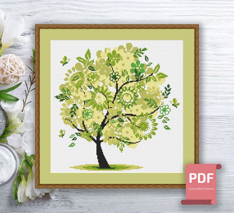 Set of 4 Seasons Trees Cross Stitch Pattern | Tree Four Seasons Cross ...