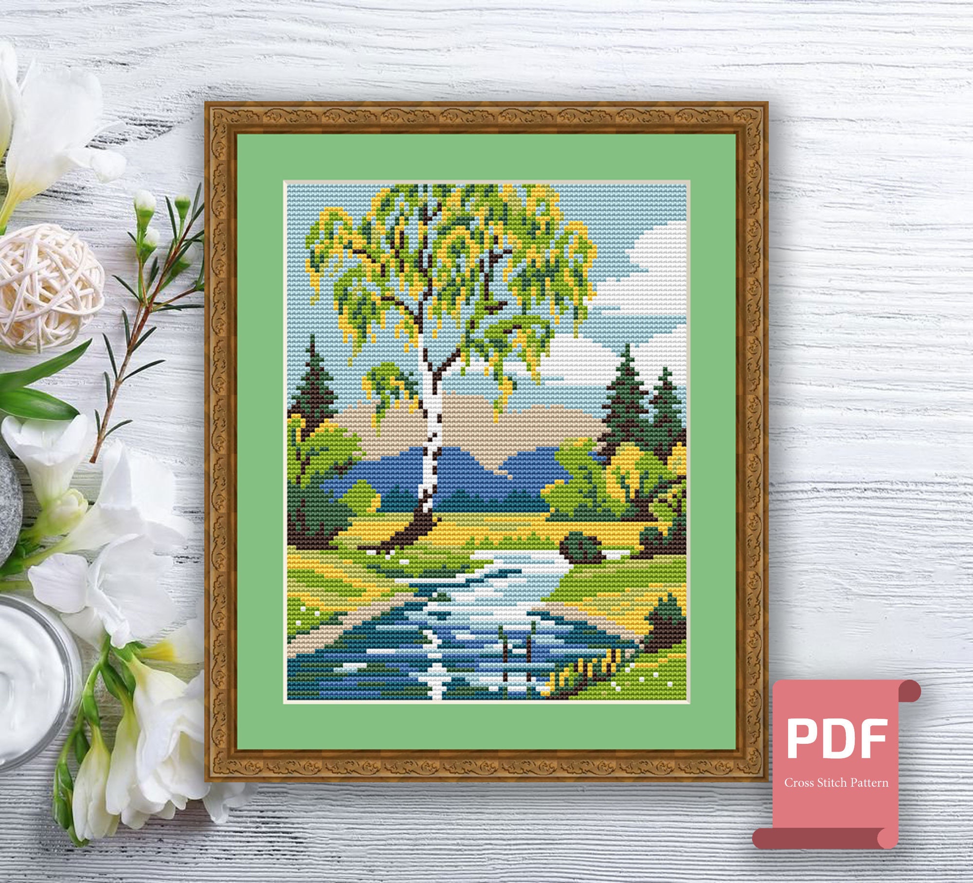 Set of 4 Seasons Landscape Cross Stitch Pattern Seasons Cross Stitch ...