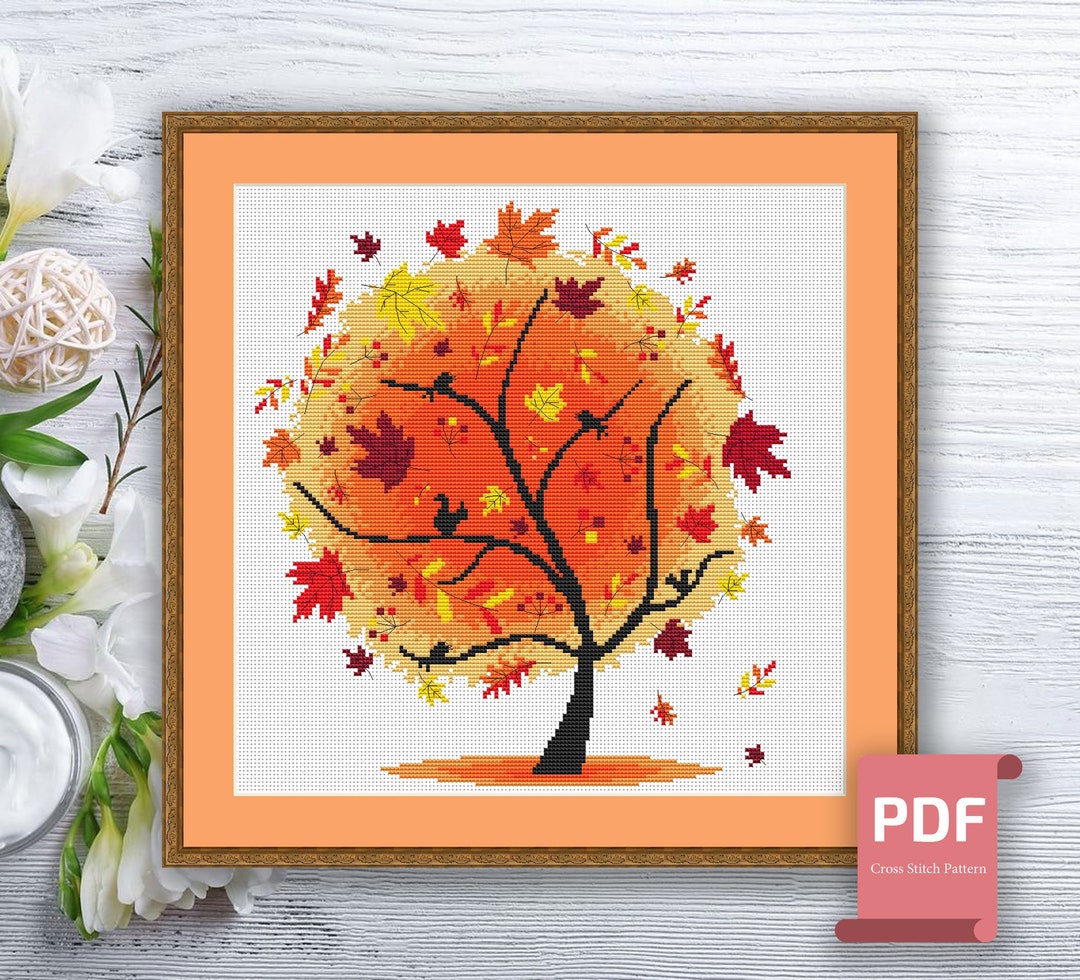 Autumn Tree Cross Stitch Pattern Seasons Cross Stitch Pattern Autumn ...