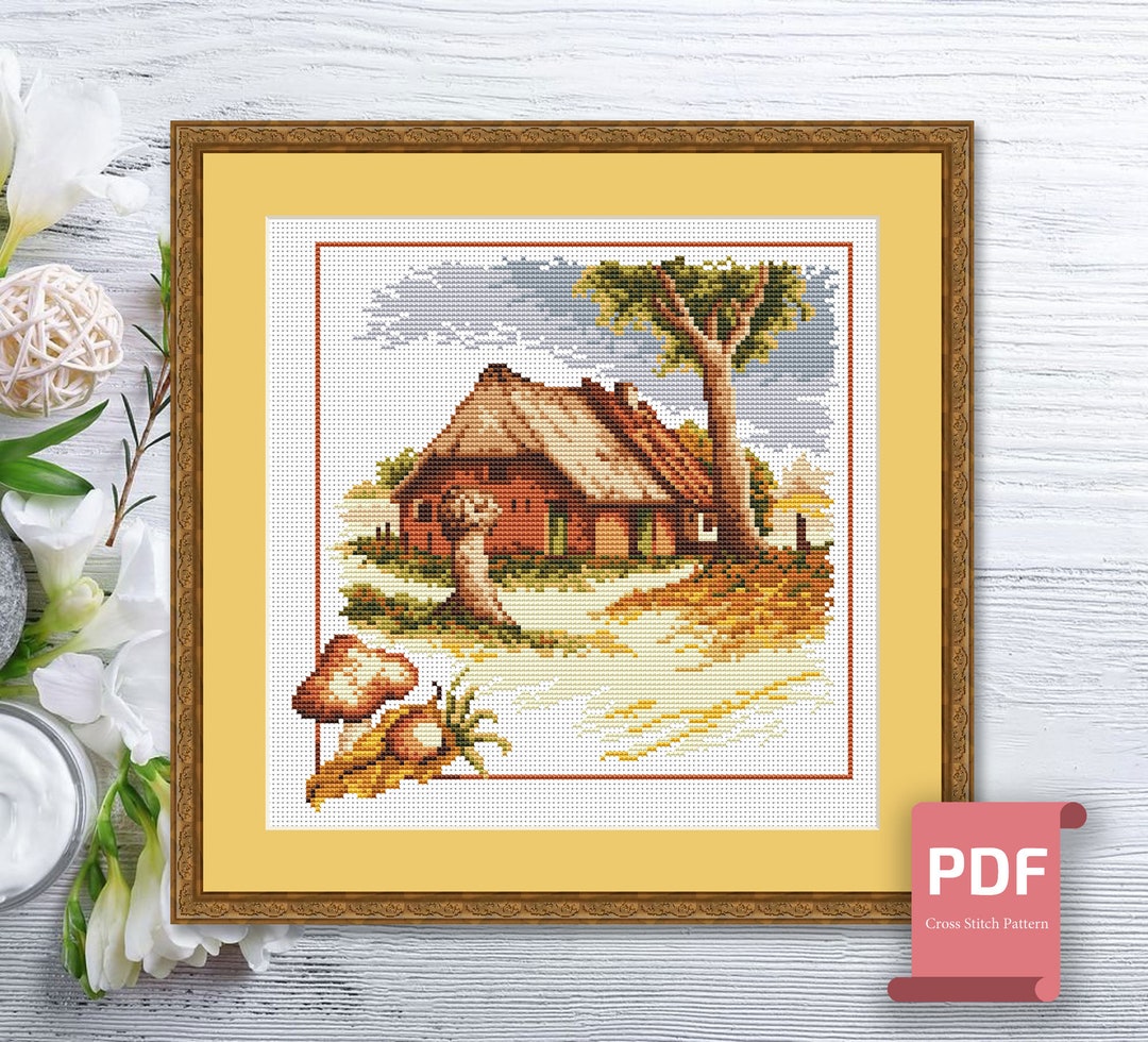 Autumn Landscape Cross Stitch Pattern | Seasons Cross Stitch Pattern ...