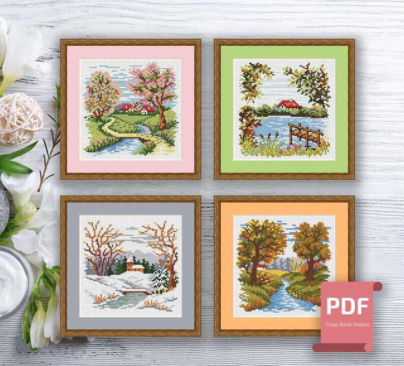 Spring Landscape Cross Stitch Pattern Seasons Cross Stitch Pattern ...