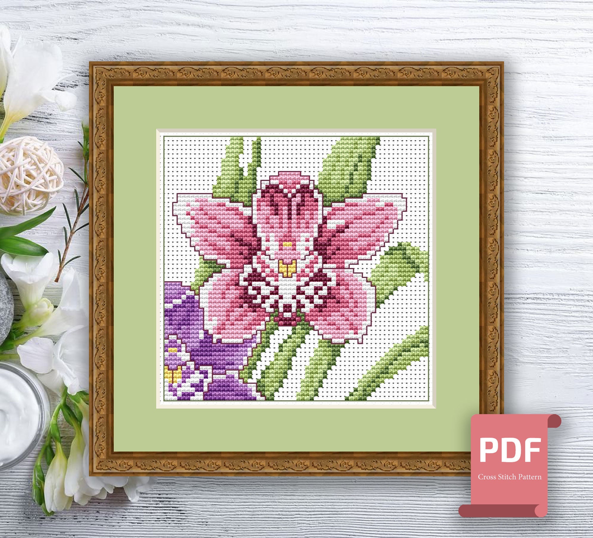 Set of 4 Orchids Cross Stitch Pattern Flowers Cross Stitch Pattern Orchids Xstitch Orchids ...
