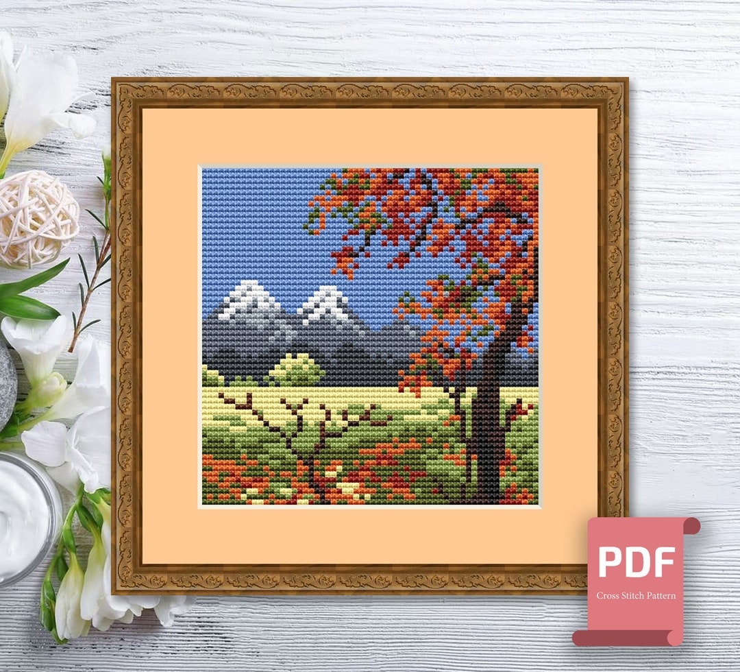 Autumn Landscape Cross Stitch Pattern | Seasons Cross Stitch Pattern ...